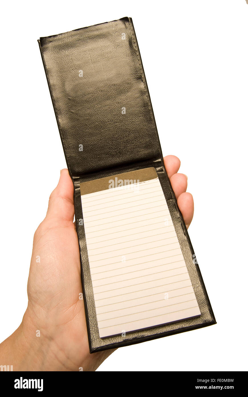 Hand Holding Small Old Blank Notepad Stock Photo - Alamy
