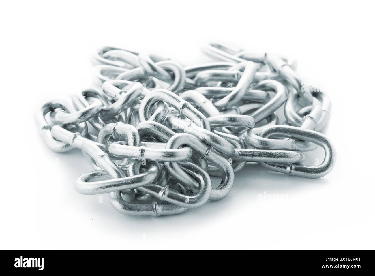 Closeup on silver chain isolated on the white background Stock Photo ...