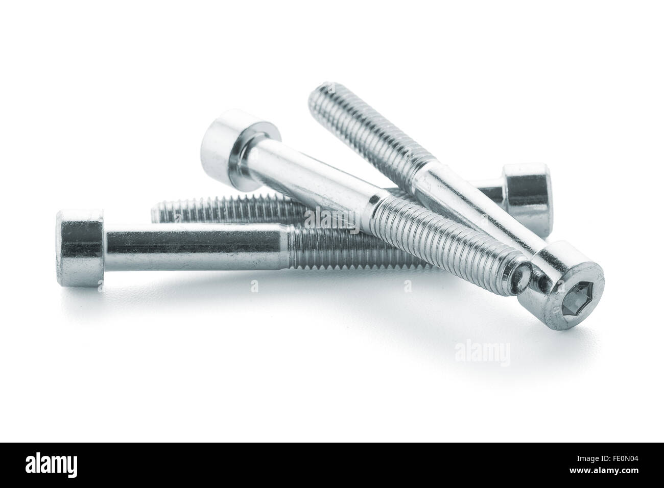 Hex head bolt screws thread on white background Stock Photo - Alamy