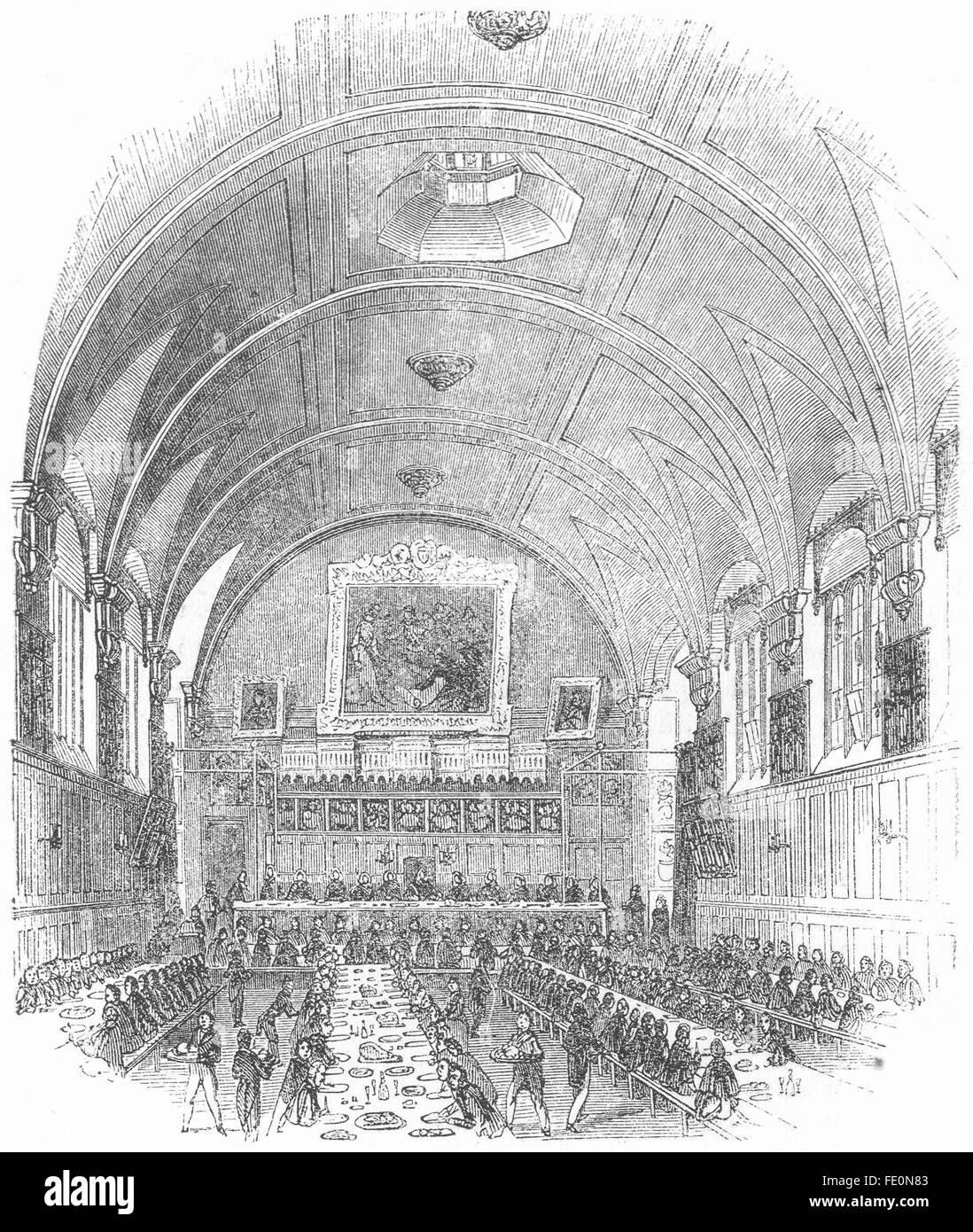 LONDON: Lincoln's Inn Hall, antique print 1845 Stock Photo - Alamy