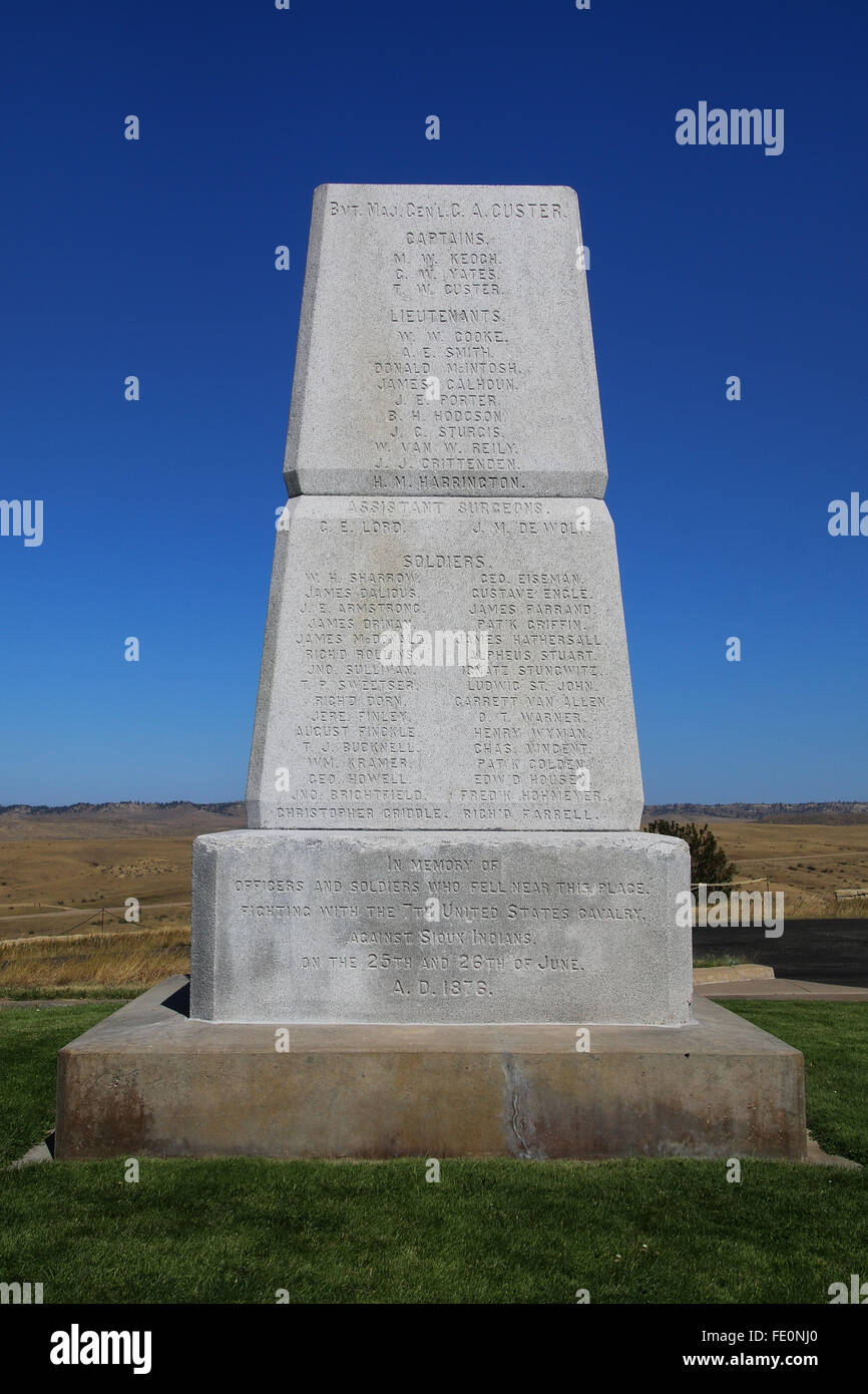 U.S. Army Memorial on Last Stand Hill at Little Bighorn Battlefield ...