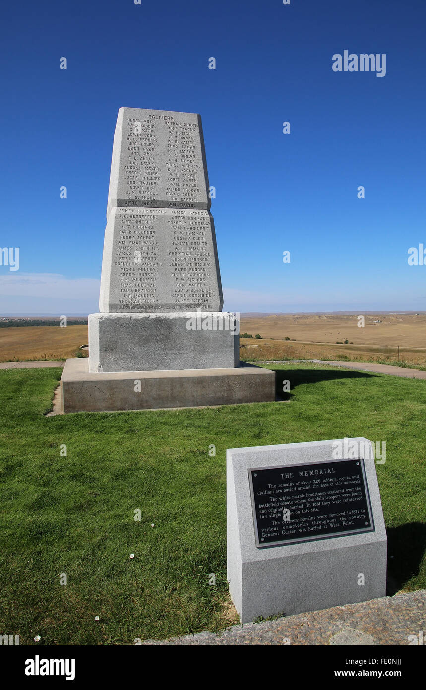 U.S. Army Memorial on Last Stand Hill at Little Bighorn Battlefield ...