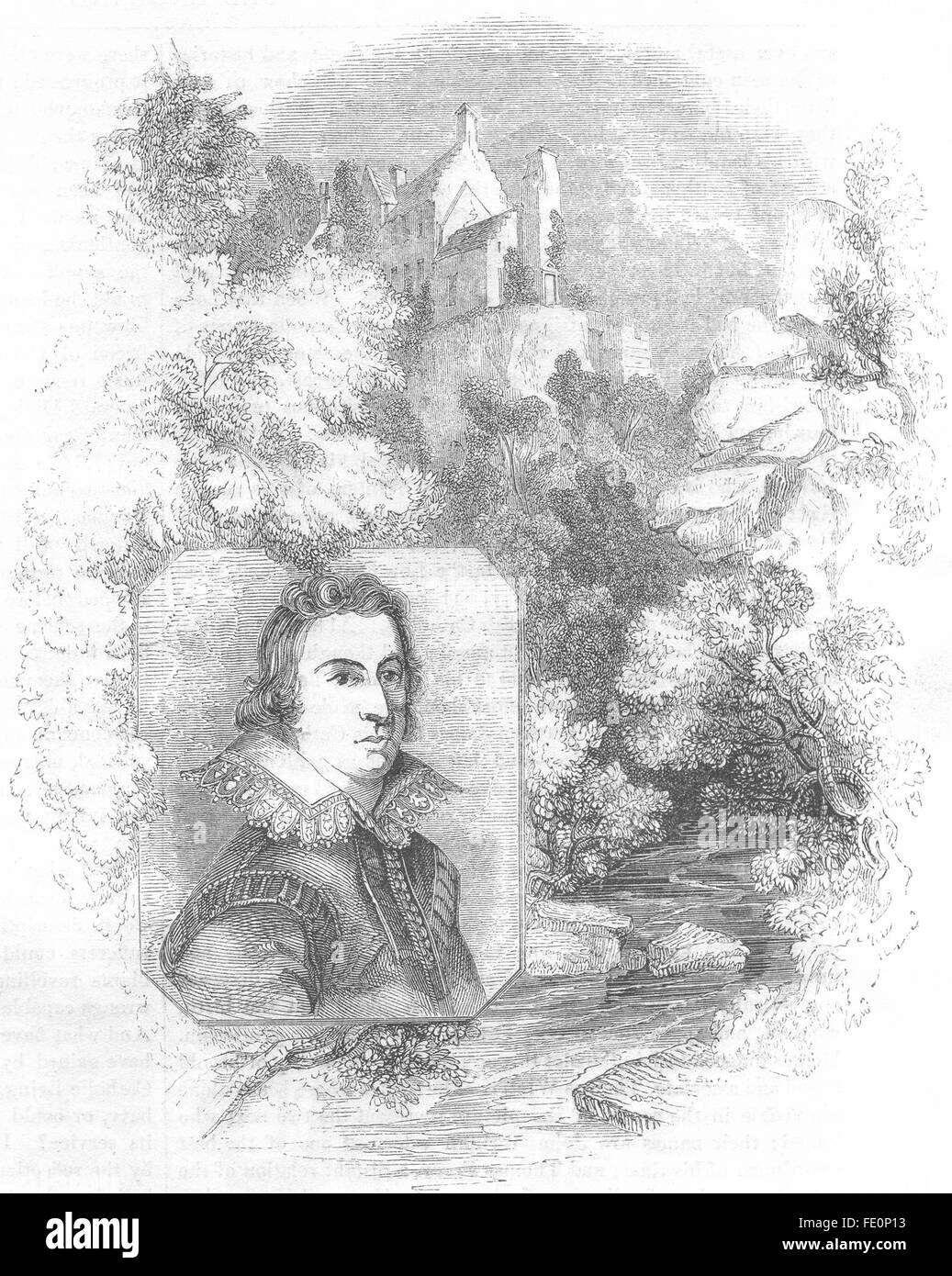 HAWTHORNDEN: Drummond-(Cornelius Jansen)- , antique print 1845 Stock ...