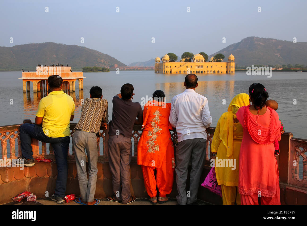 People enjoying view of Jal Mahal and Man Sagar Lake in Jaipur ...