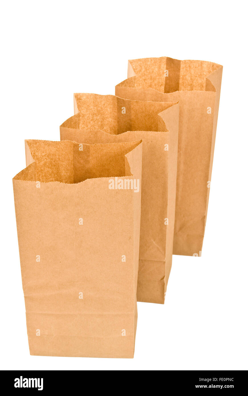 Three Brown Lunch Bags Standing Open Stock Photo - Alamy