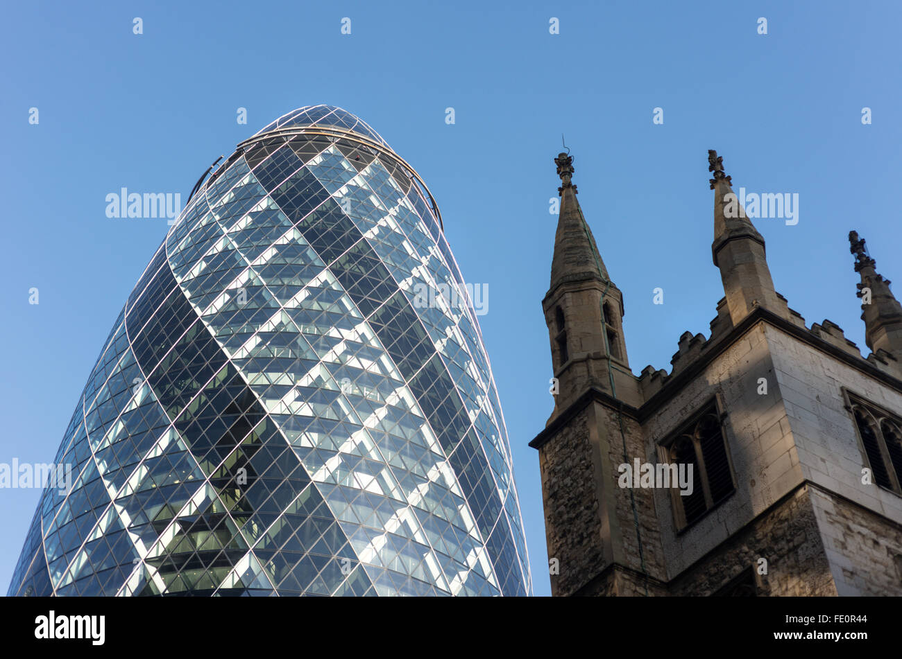 The 30 St Mary Axe building in the City of London, England, UK, also ...