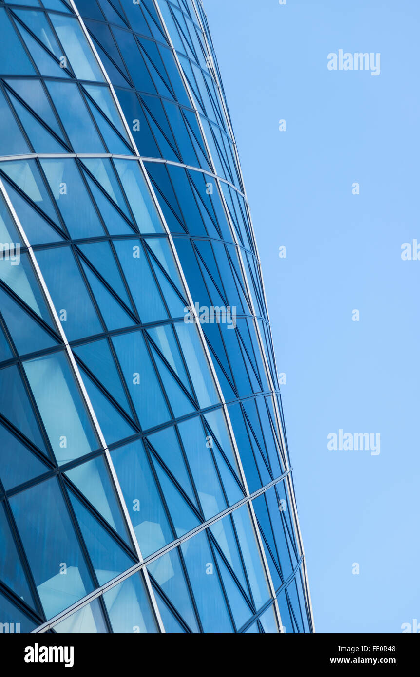 Detail of the 30 St Mary Axe building in the City of London, England ...
