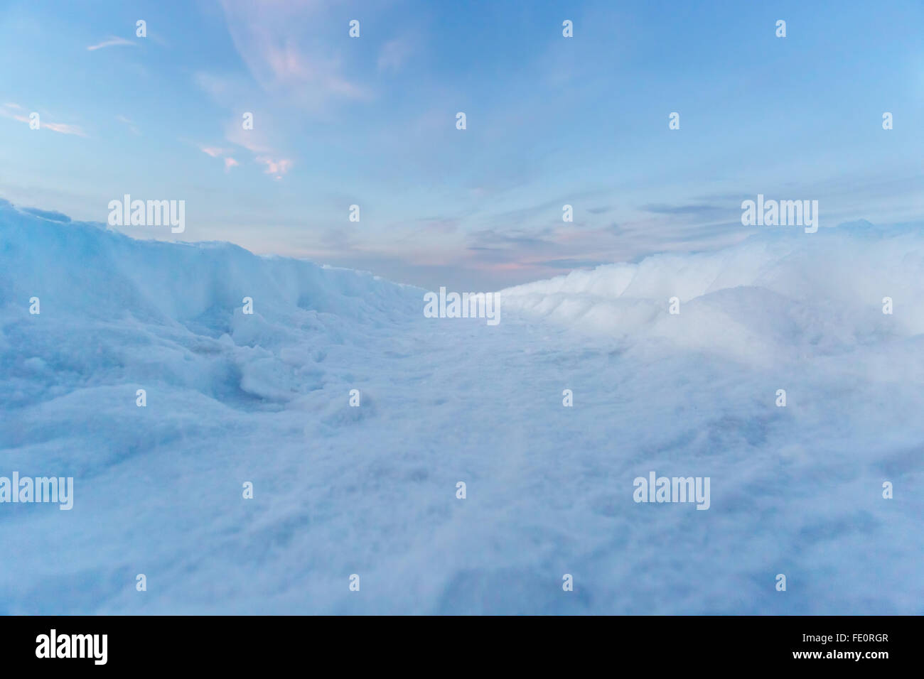 Inside a tire track in the snow Stock Photo - Alamy