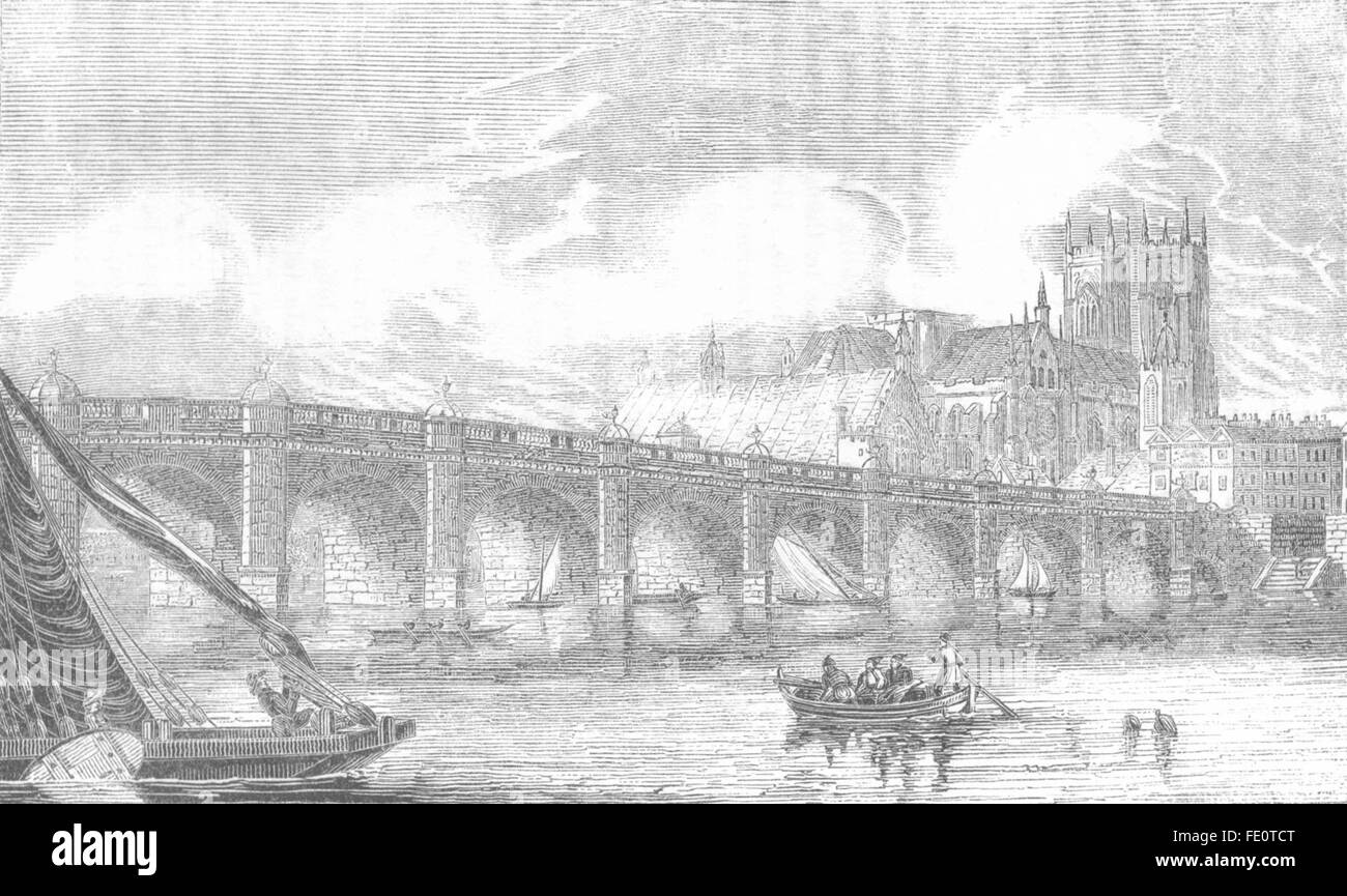 LONDON: Westminster Bridge, antique print 1845 Stock Photo - Alamy