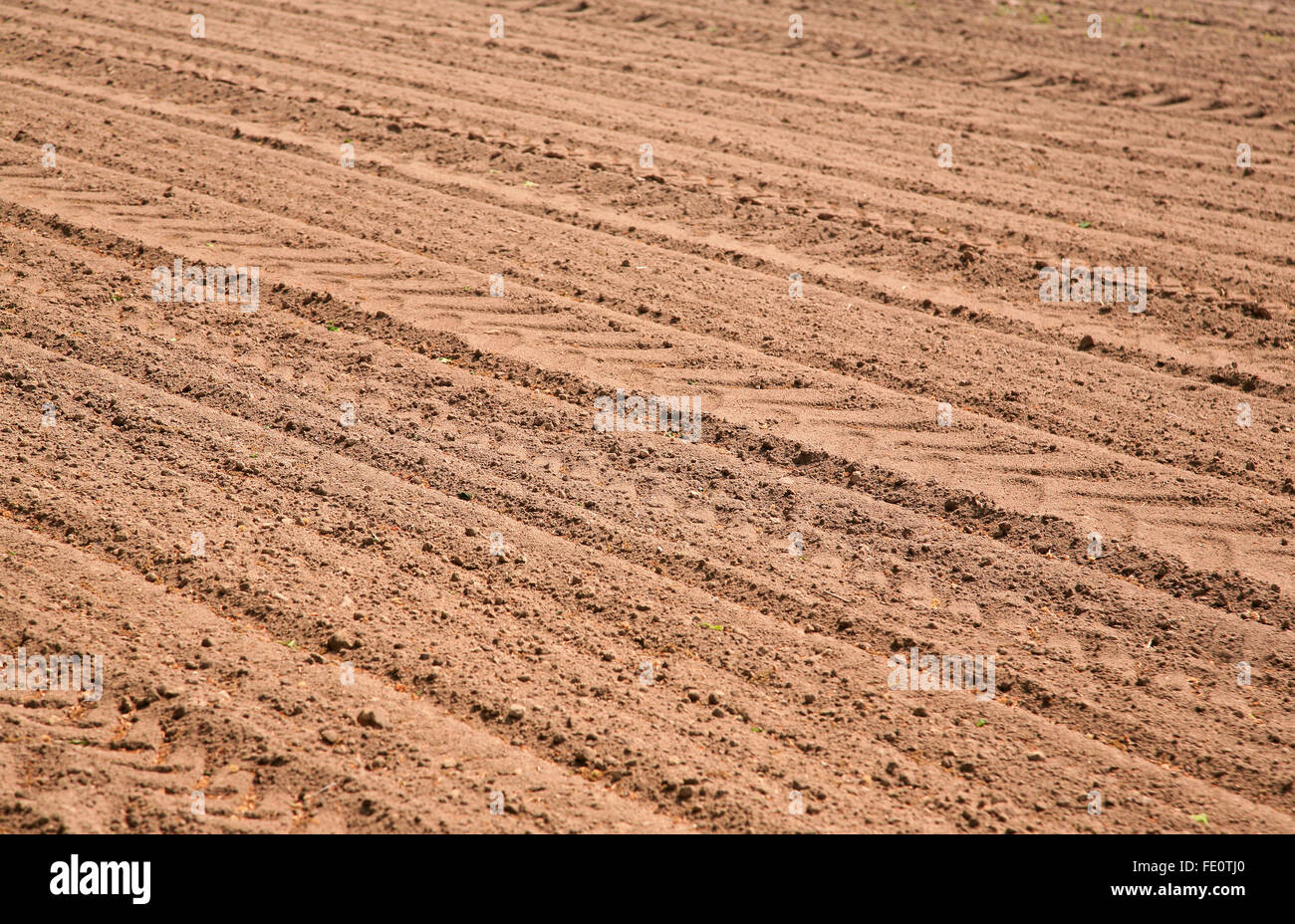 Agricultural ploughed field pattern background Stock Photo - Alamy