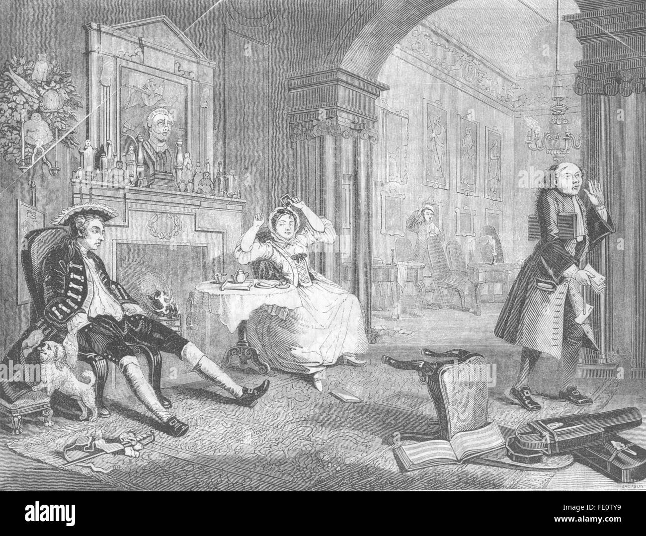 ROMANCE: Wedding-la-Mode Saloon, antique print 1845 Stock Photo - Alamy