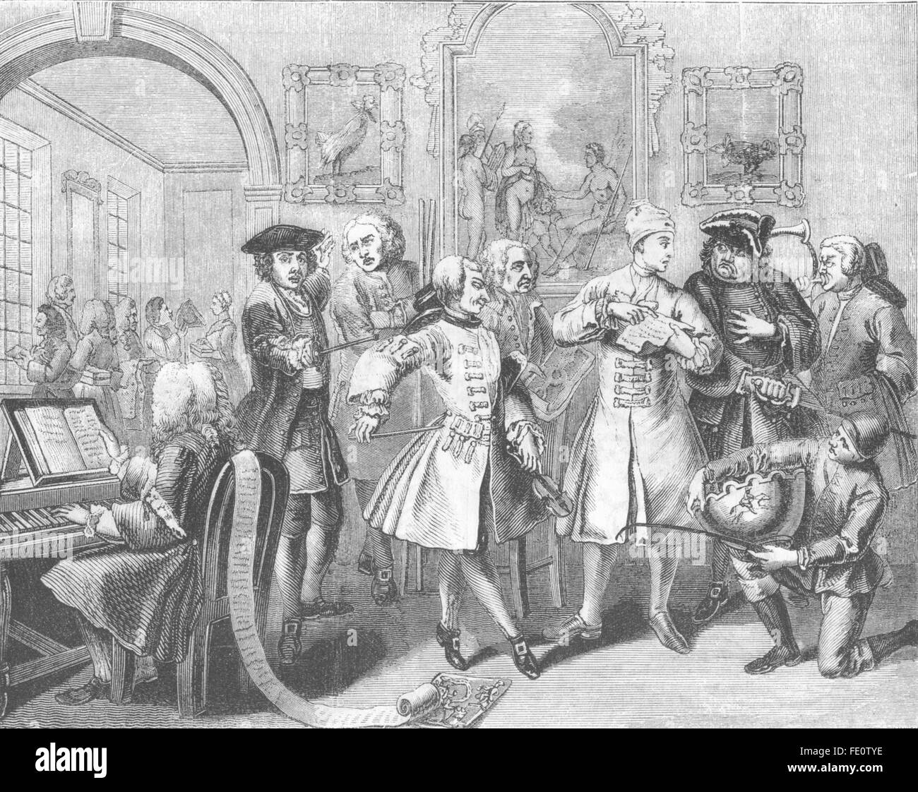 HOGARTH: Rake's Progress Levee, antique print 1845 Stock Photo - Alamy