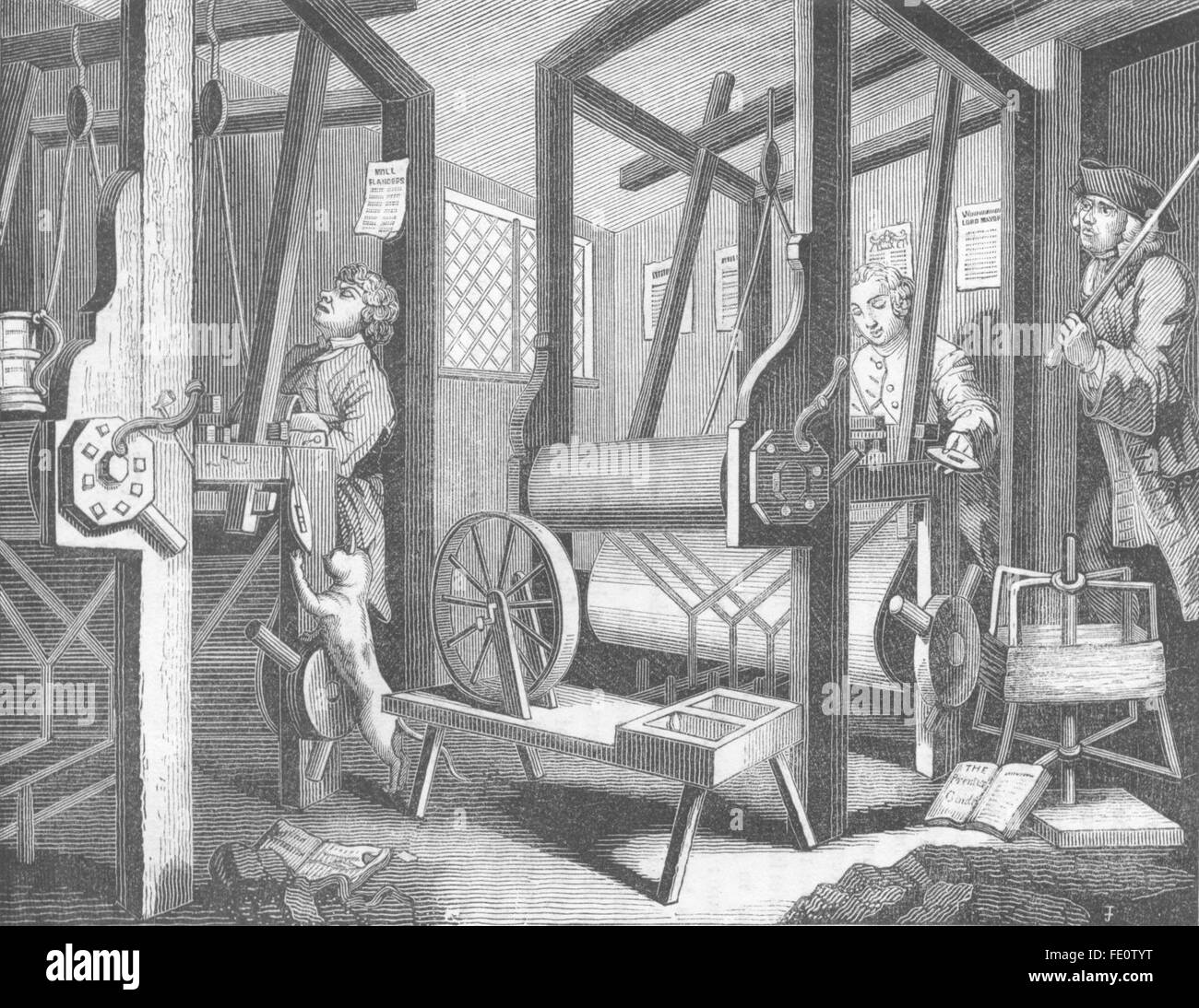 PORTRAITS: Apprentices at their Looms, antique print 1845 Stock Photo ...