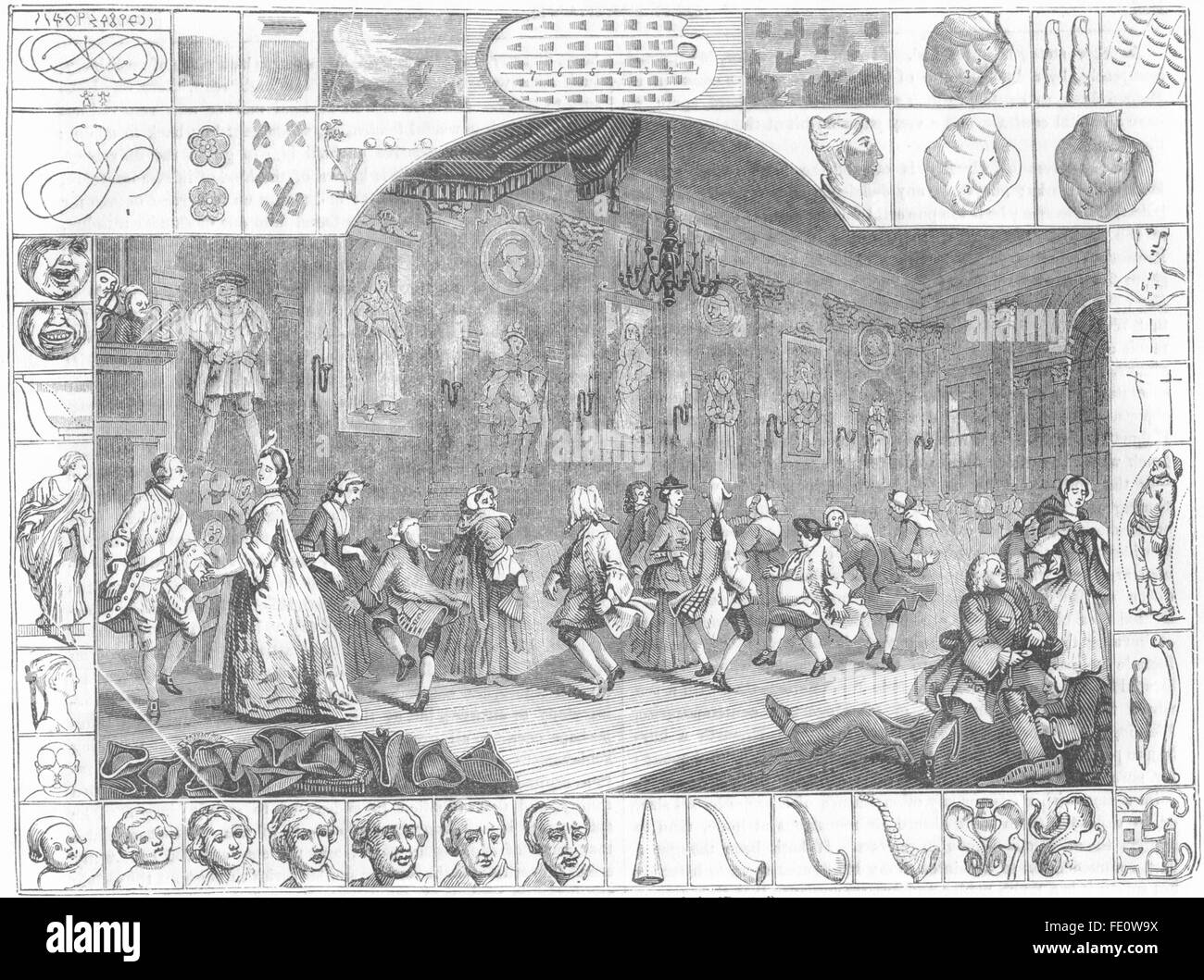 DANCE: Dancing(From Hogarth's 'Analysis of Beauty'), antique print 1845 ...