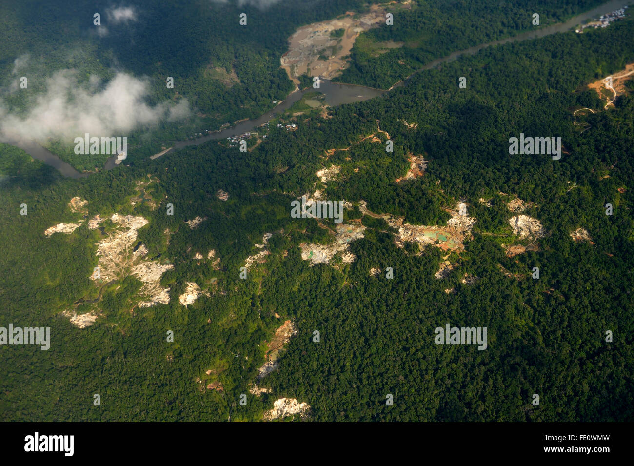 Illegal gold mines in rainforest, Chocó Department, Colombia Stock ...