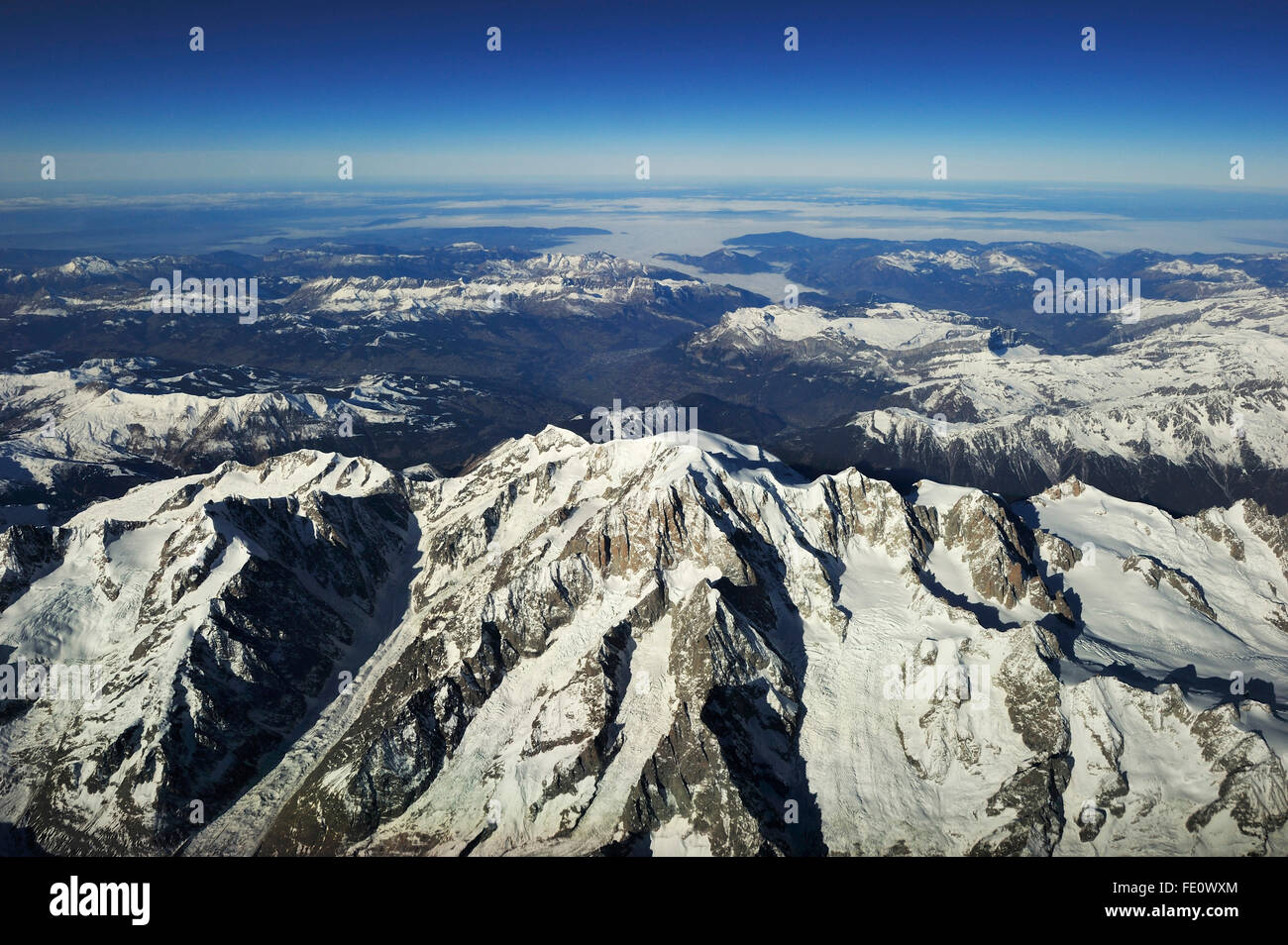 Mont Blanc massif with snow, in France Stock Photo - Alamy