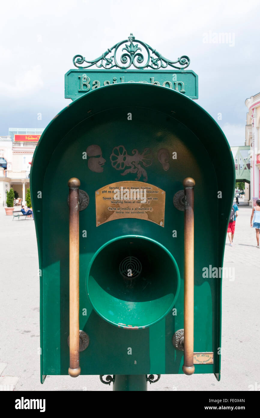 A Basilophon sound powered telephone tube at the Prater amusement park ...