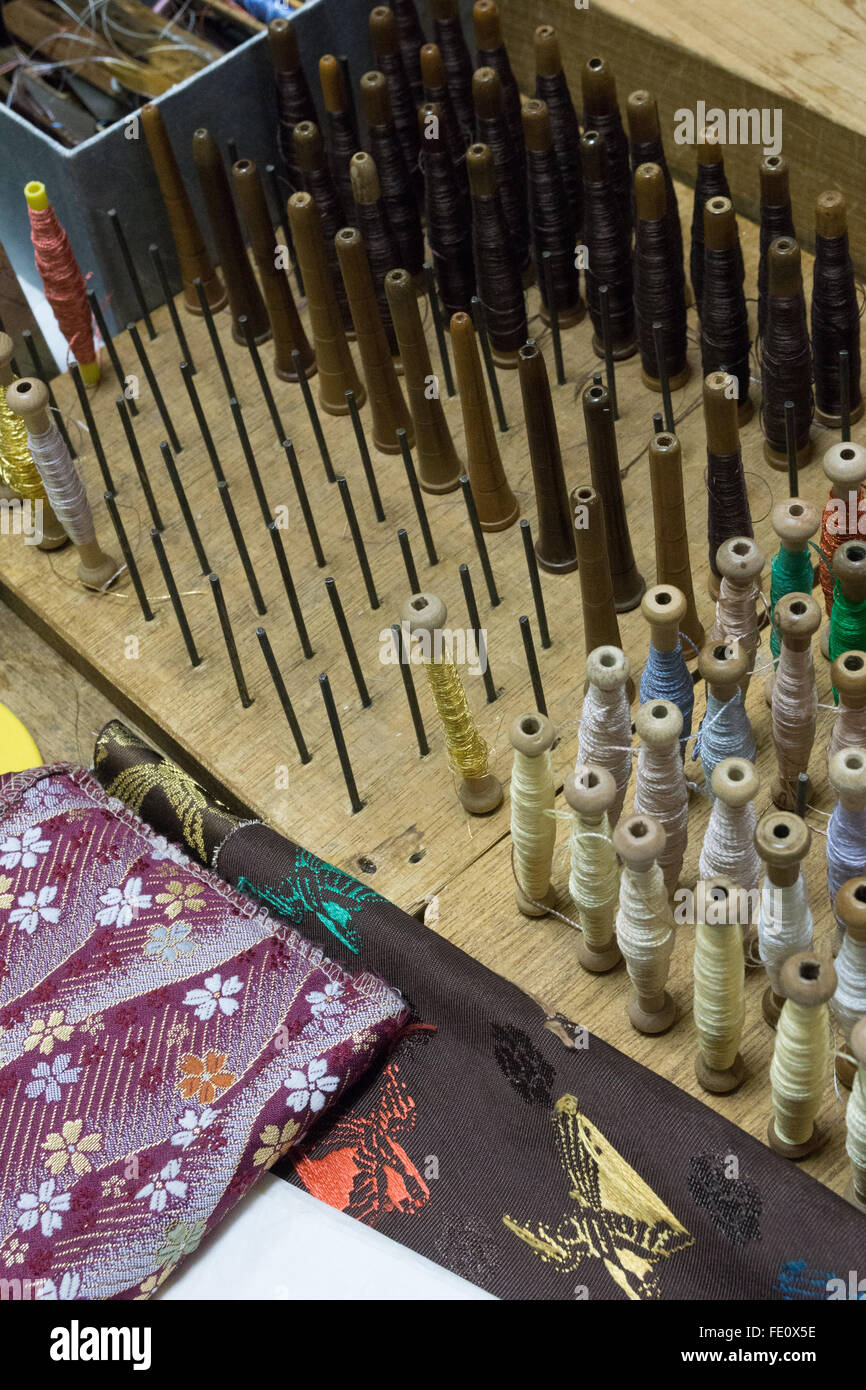 spindles for sewing silk in Japan Stock Photo - Alamy