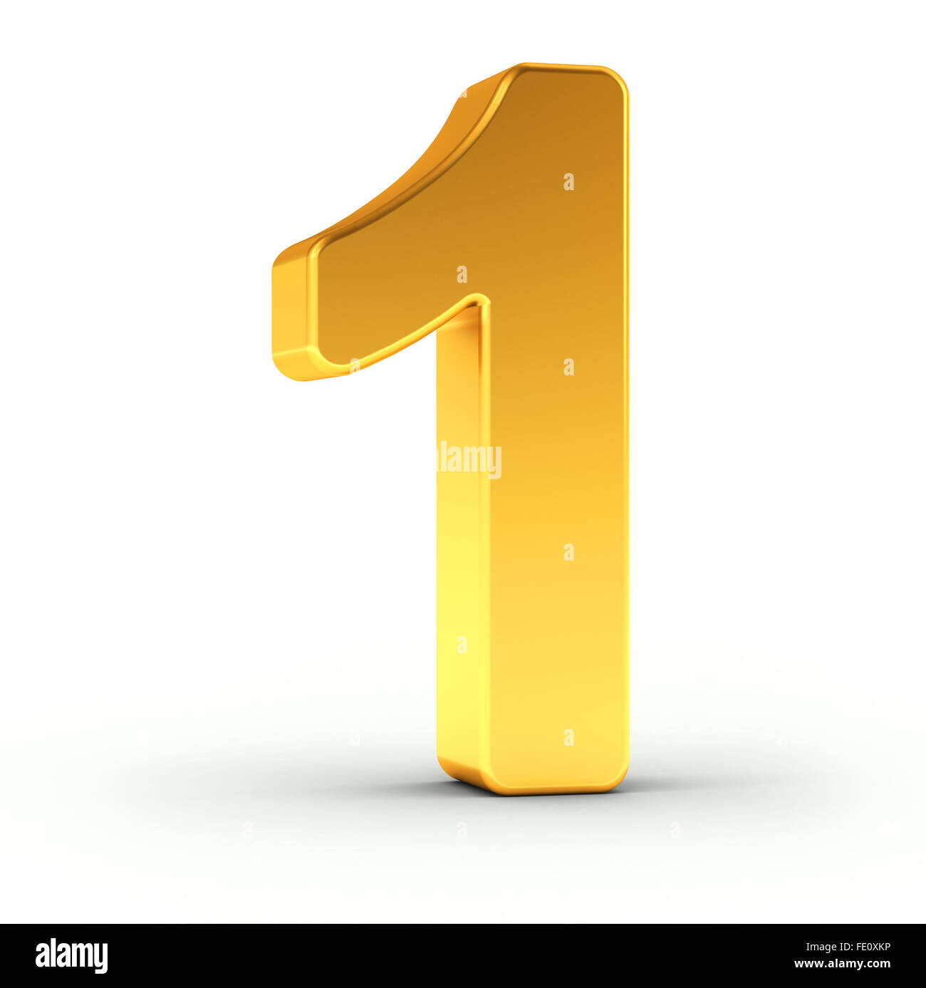 The number one as a polished golden object Stock Photo - Alamy