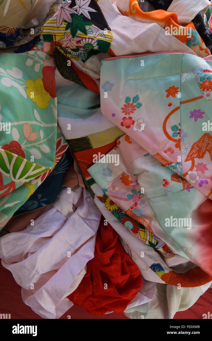 elaborate kimono fabric on display in Japan Stock Photo - Alamy