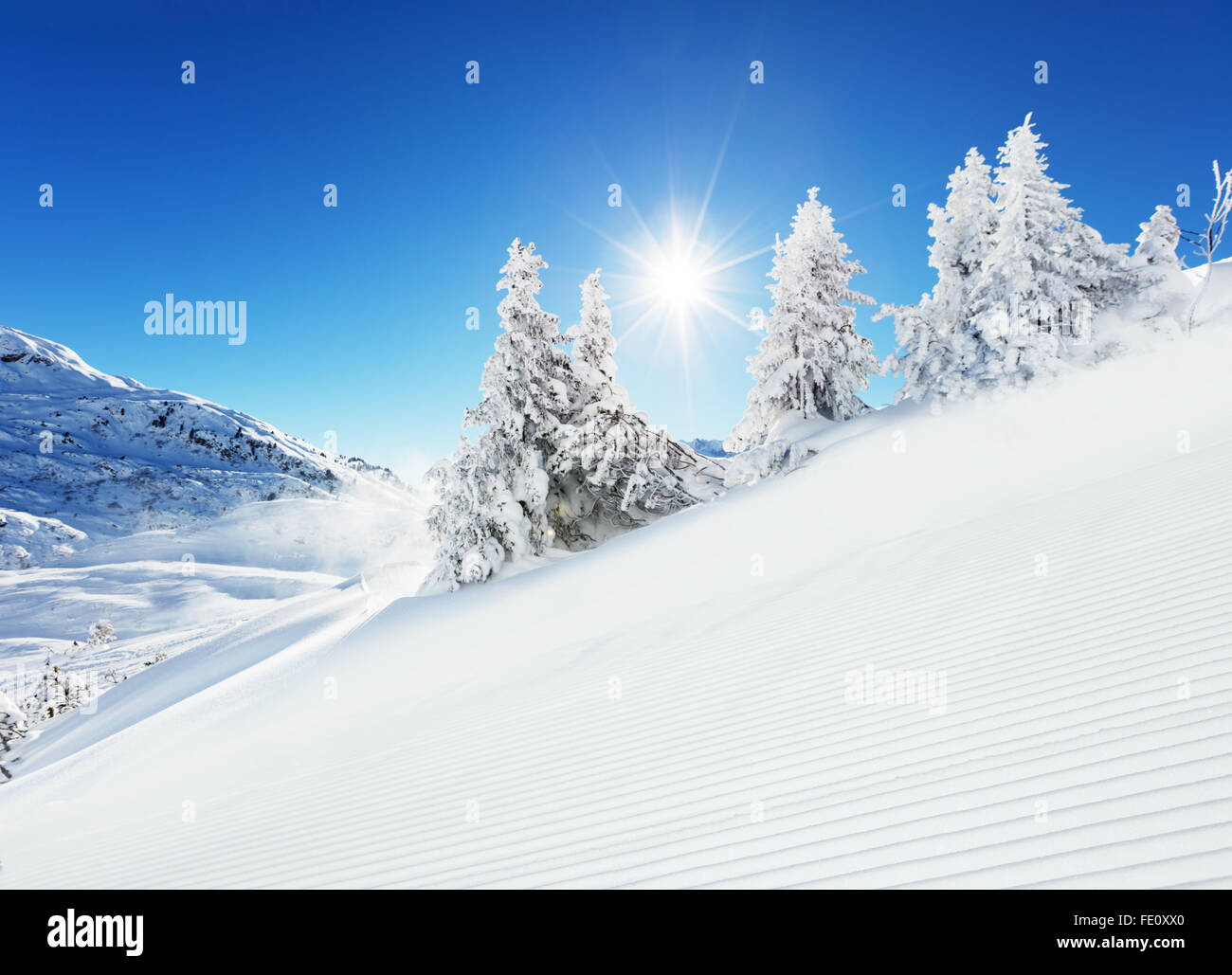 Beautiful winter Alpine scenery Stock Photo - Alamy