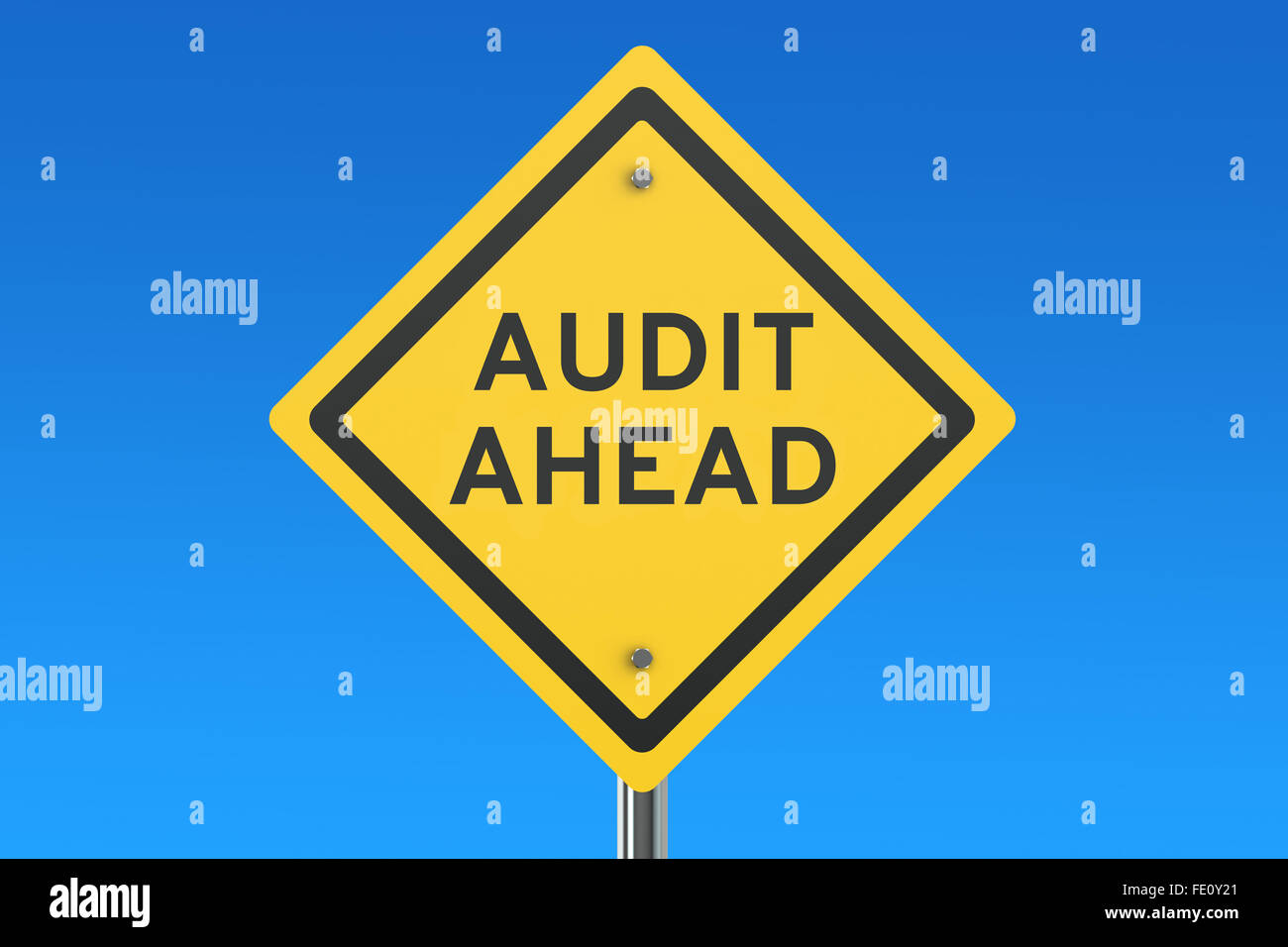 Audit Ahead road sign isolated on blue sky Stock Photo - Alamy