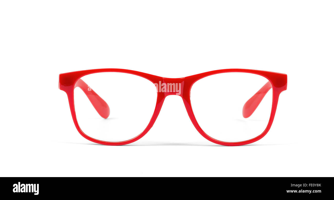 Pair of red eyeglasses Stock Photo - Alamy