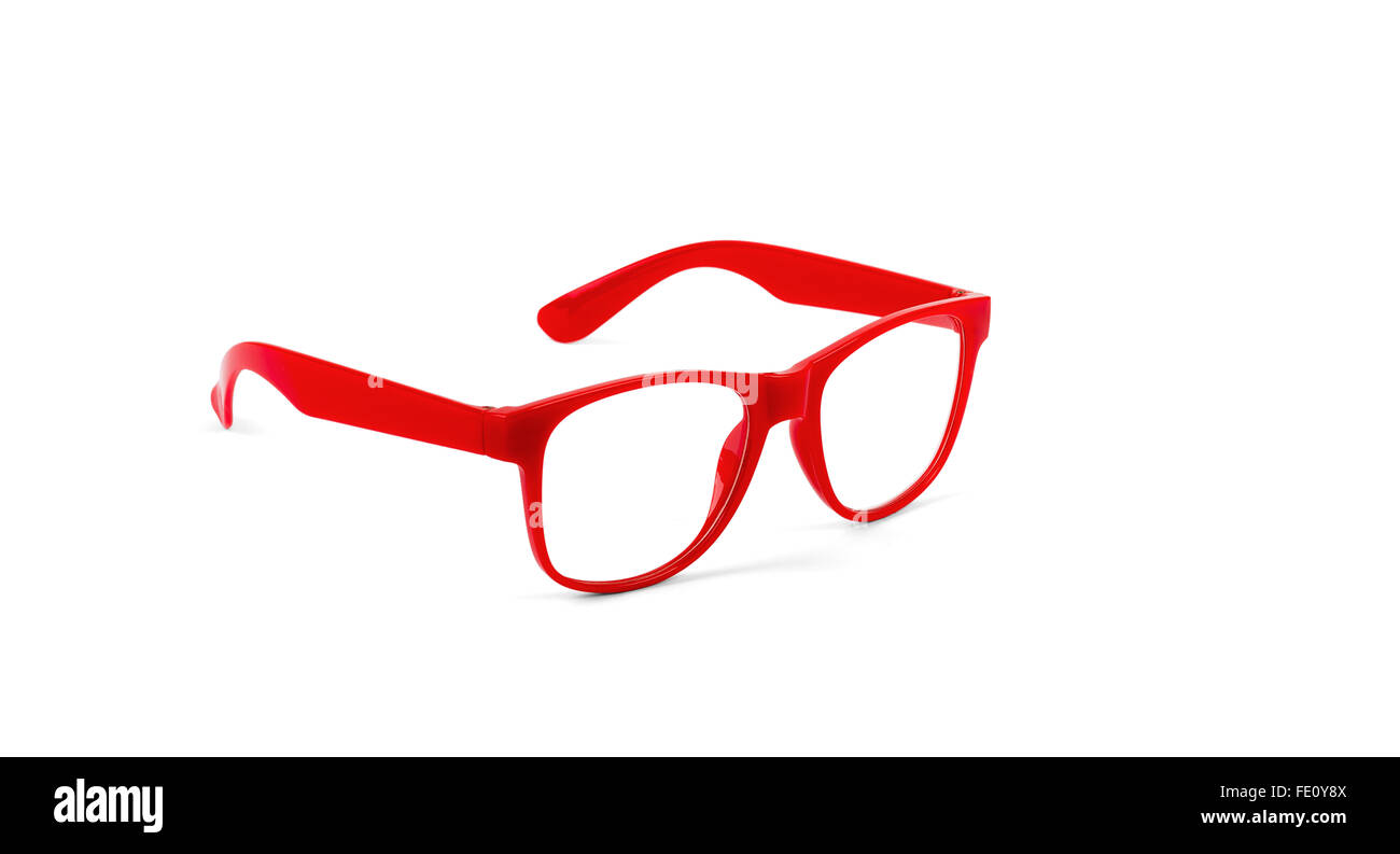 Pair of red eyeglasses Stock Photo - Alamy