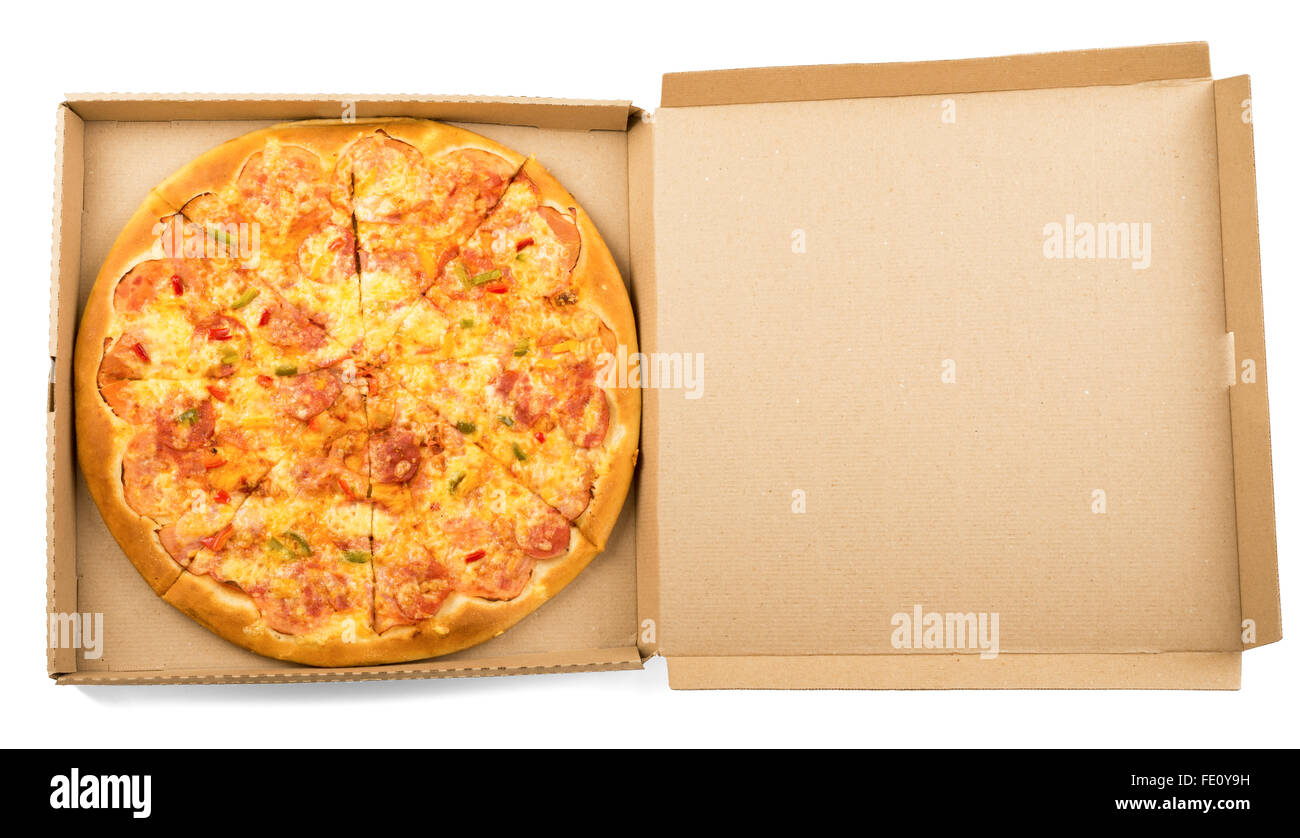 Delicious pizza in box Stock Photo - Alamy