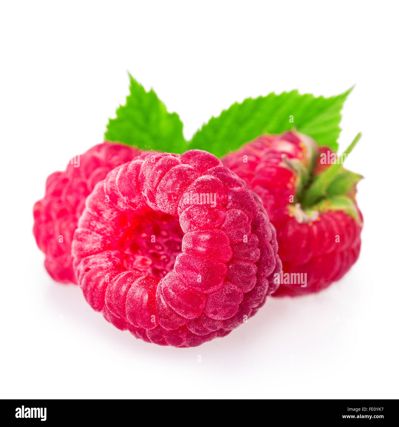 Raspberry with leaves Isolated on white background Clipping Path Stock ...