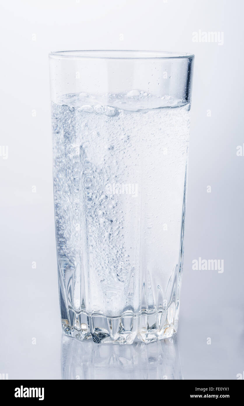 glass of mineral water bubbles Isolated on white background Stock Photo ...