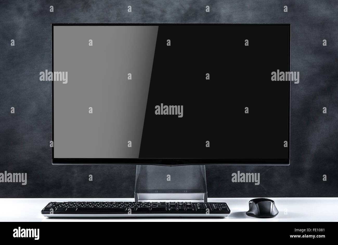 Desktop computer on a dark background Stock Photo - Alamy