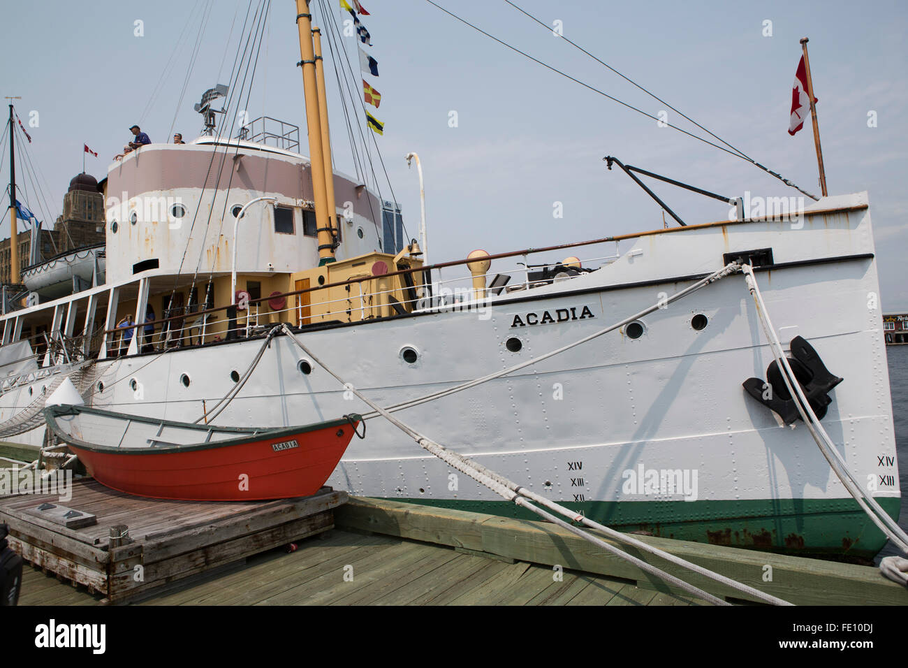 The Acadia warship at the waterfront in Halifax, Canada. The museum ...