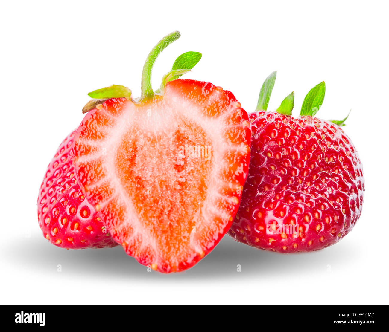 Three strawberry slice half Isolated on white background Stock Photo ...