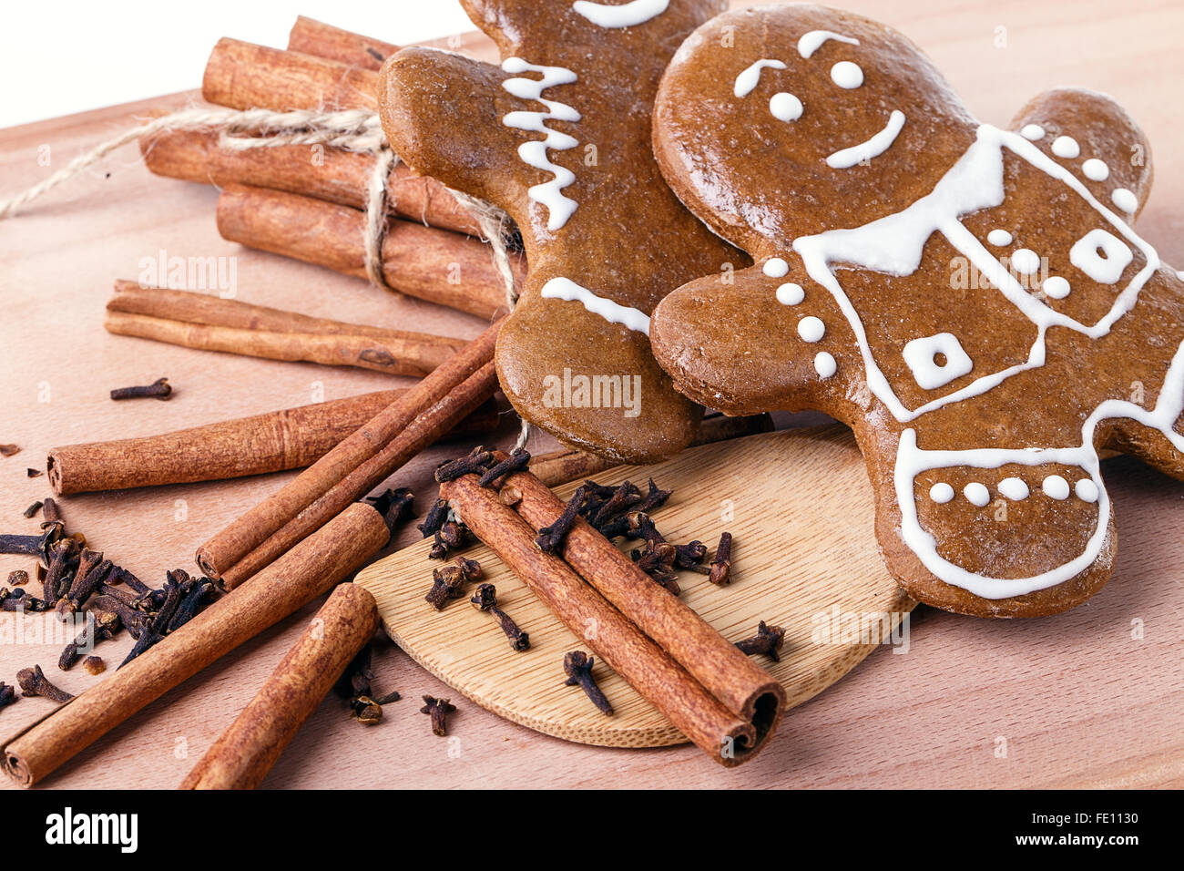 cinnamon cookie man Isolated on white background Stock Photo - Alamy