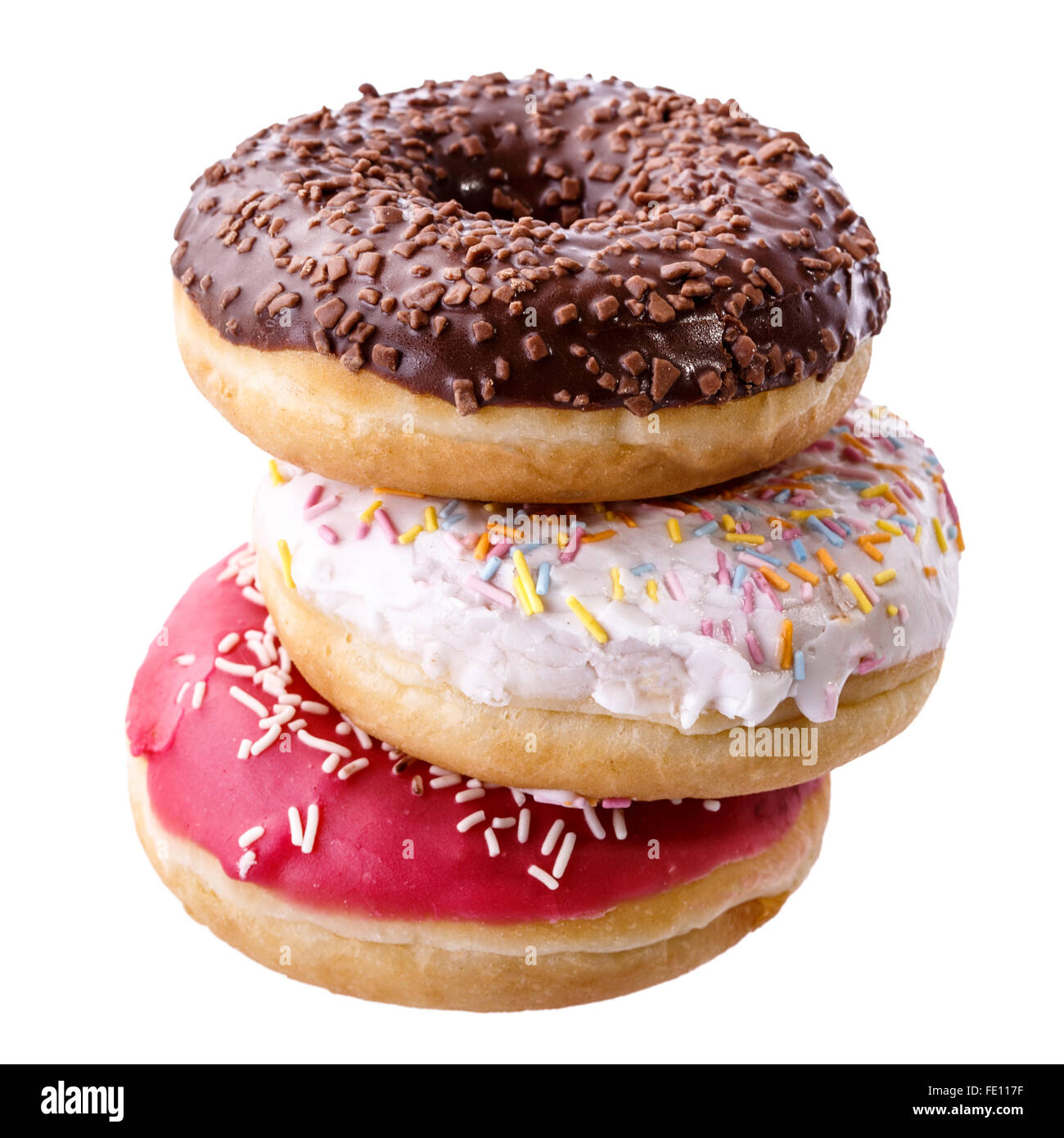 Donut chocolate on red Cut Out Stock Images & Pictures - Alamy