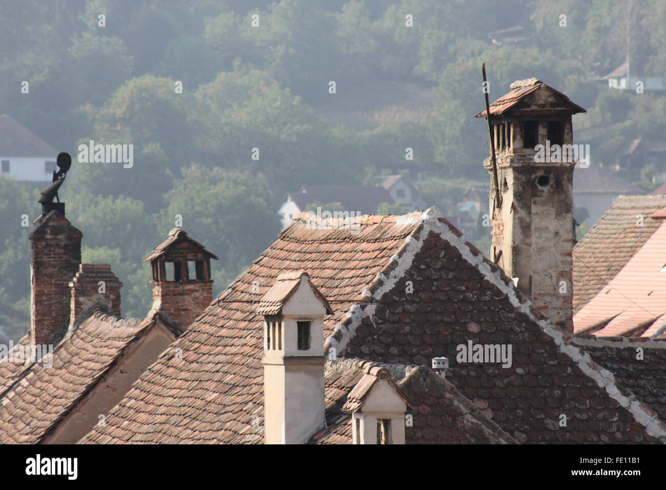 rooftops Sighisoara, Transylvania, Romania Stock Photo - Alamy