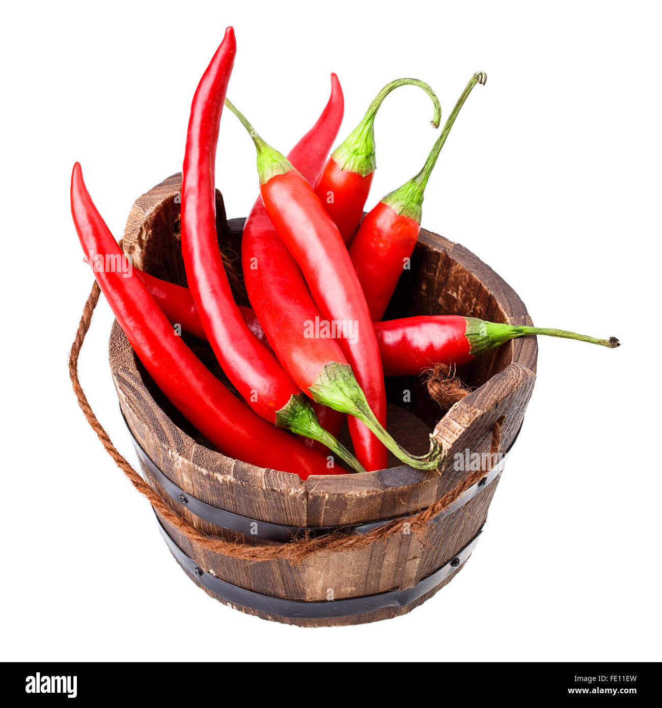 chili pepper bucket Isolated on white background Stock Photo - Alamy