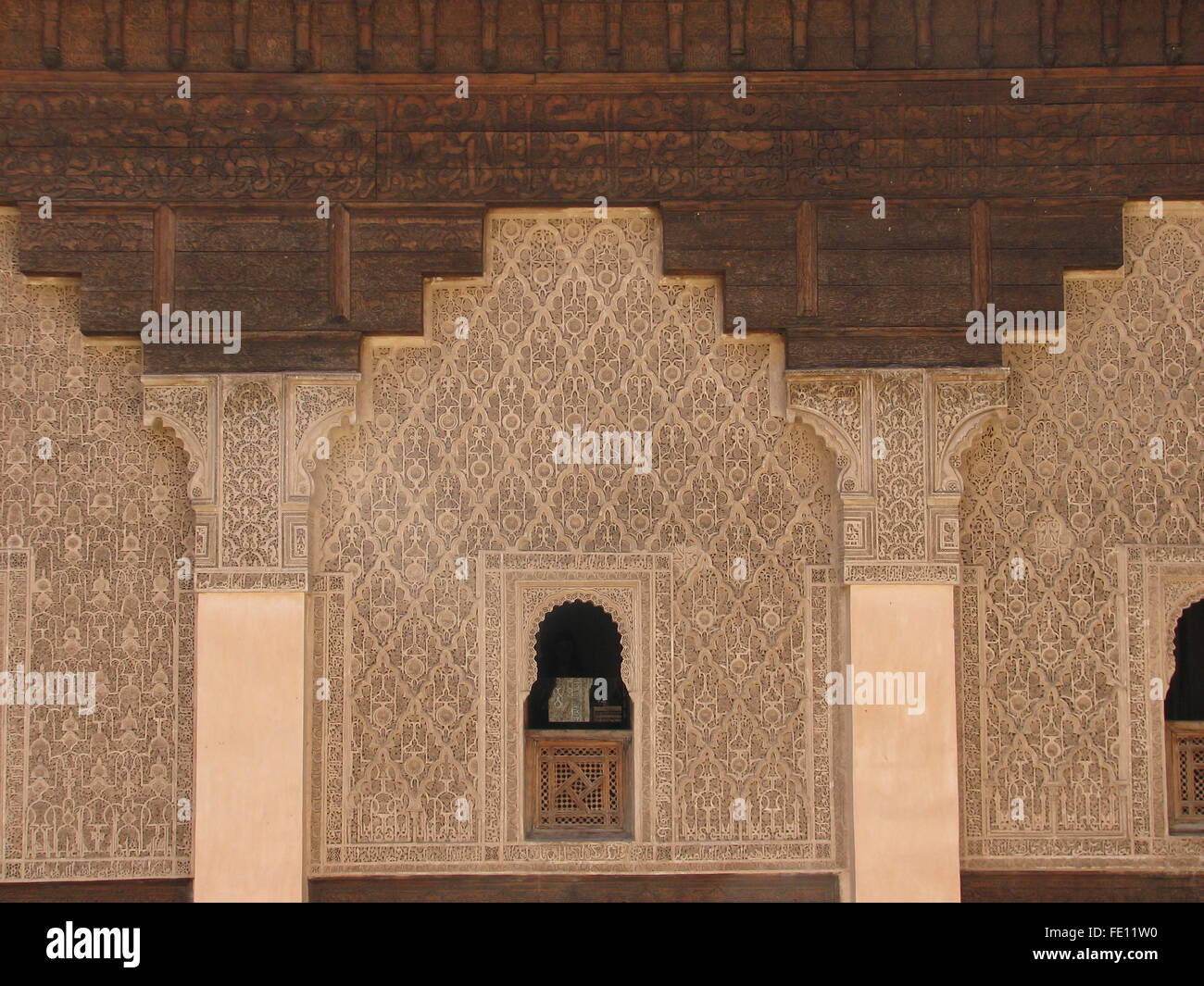 Zellige, zillij or zellij on the wall of the Ben Youssef Medresa ...