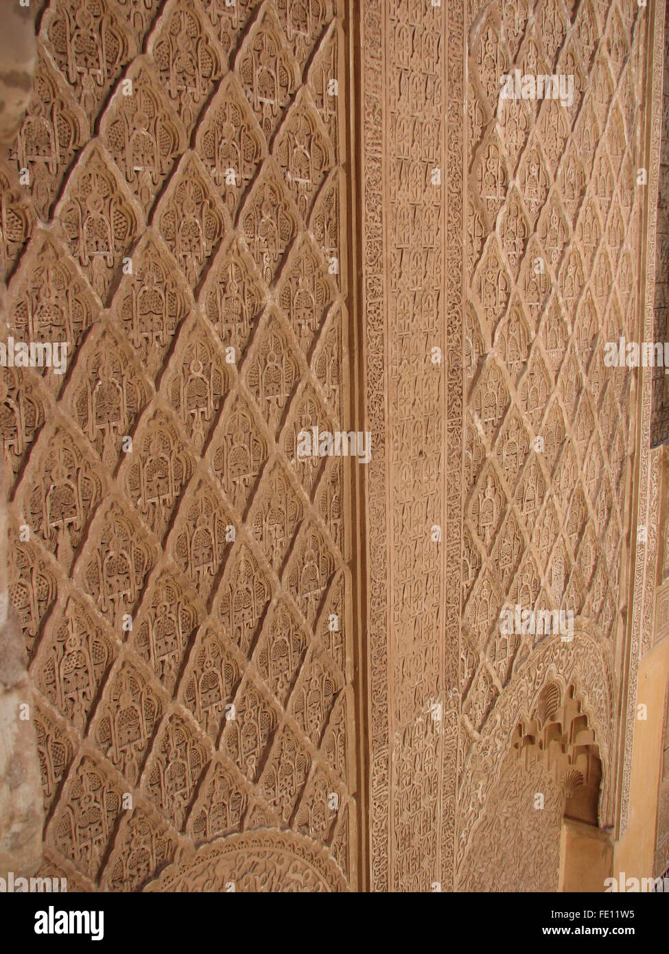 Zellige, zillij or zellij pattern on the wall of the Ben Youssef ...