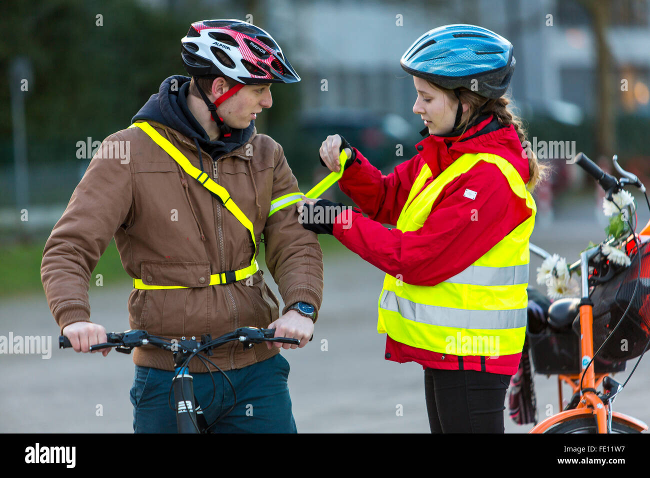 Boy with bike safety vest hi-res stock photography and images - Alamy
