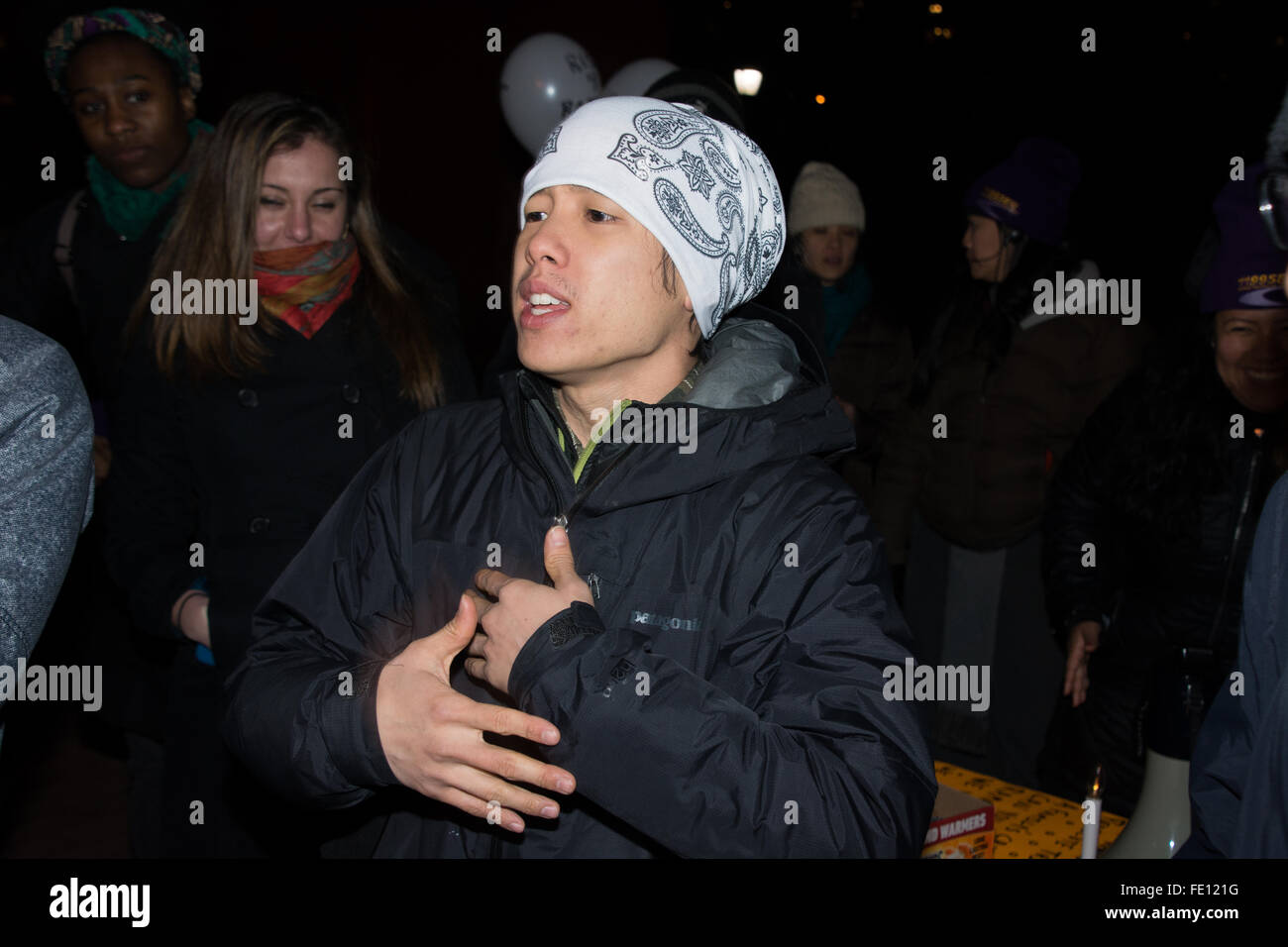 New York, USA. 02nd Feb, 2016. A member of the Legendary Cyphers rap ...