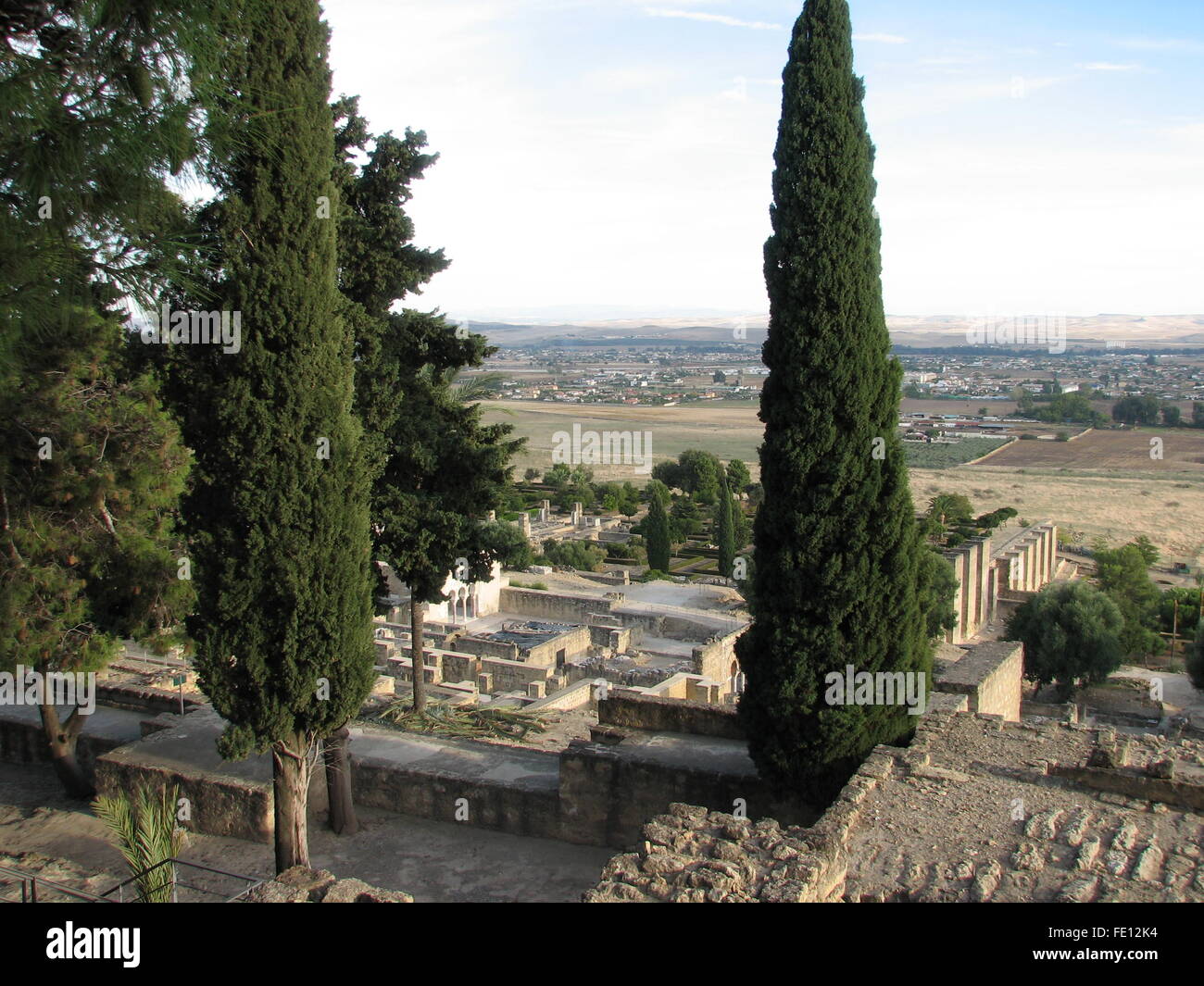 Trees infront of ruines of the Moorish Muslim/Islamic caliphate city ...