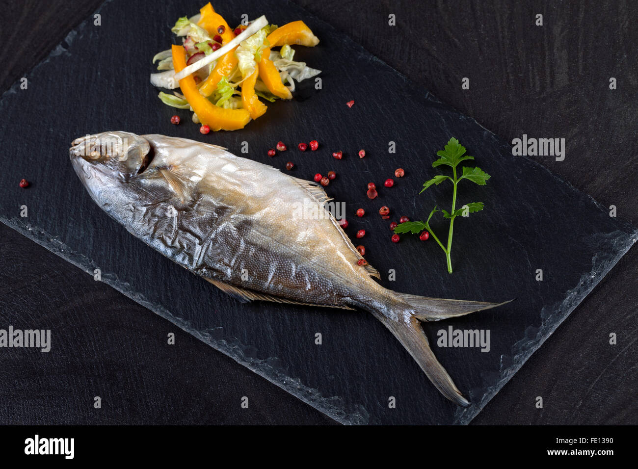 Baked Trevally Fish Stock Photo - Alamy