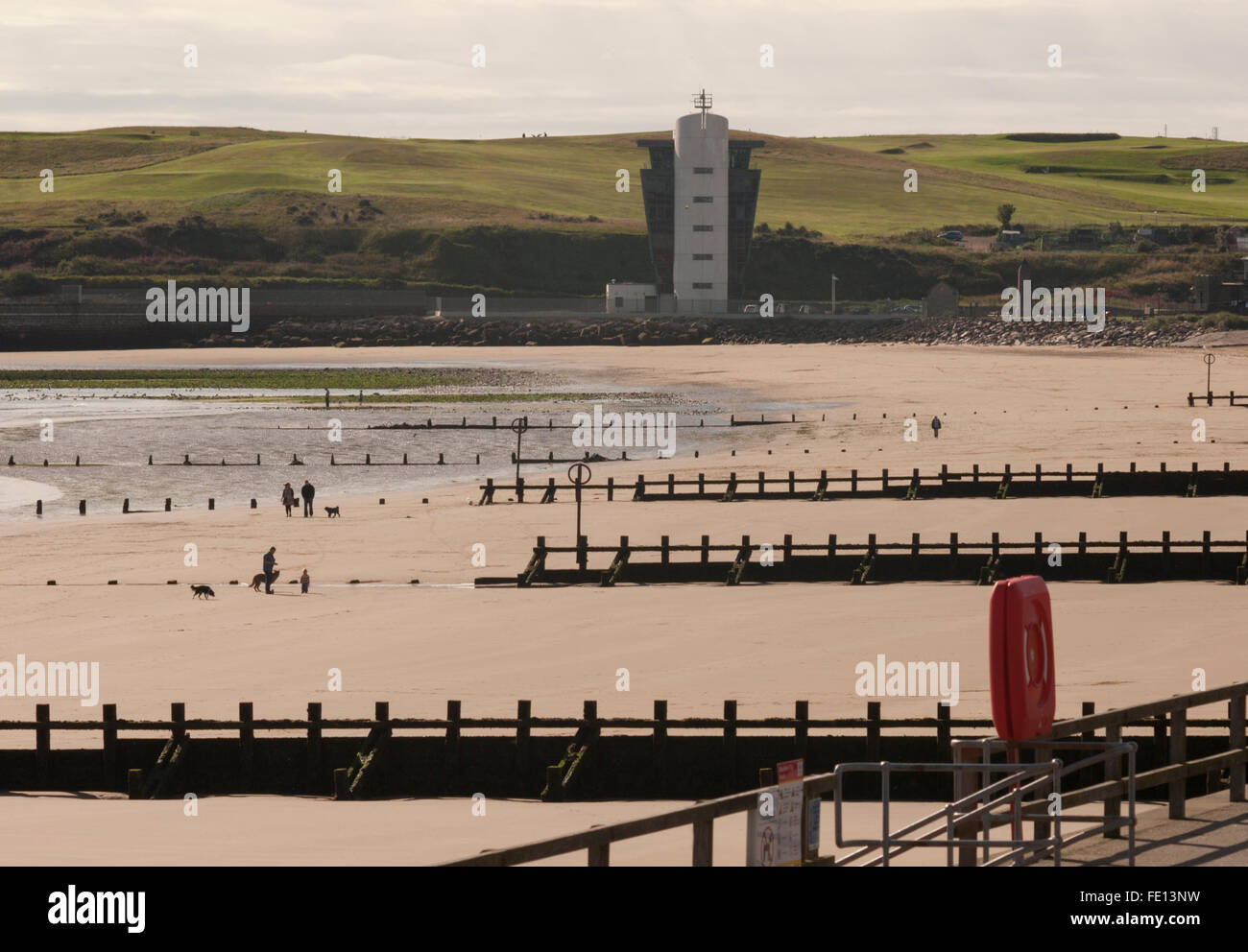 Aberdeen beach view towards Harbour, Scotland Stock Photo - Alamy