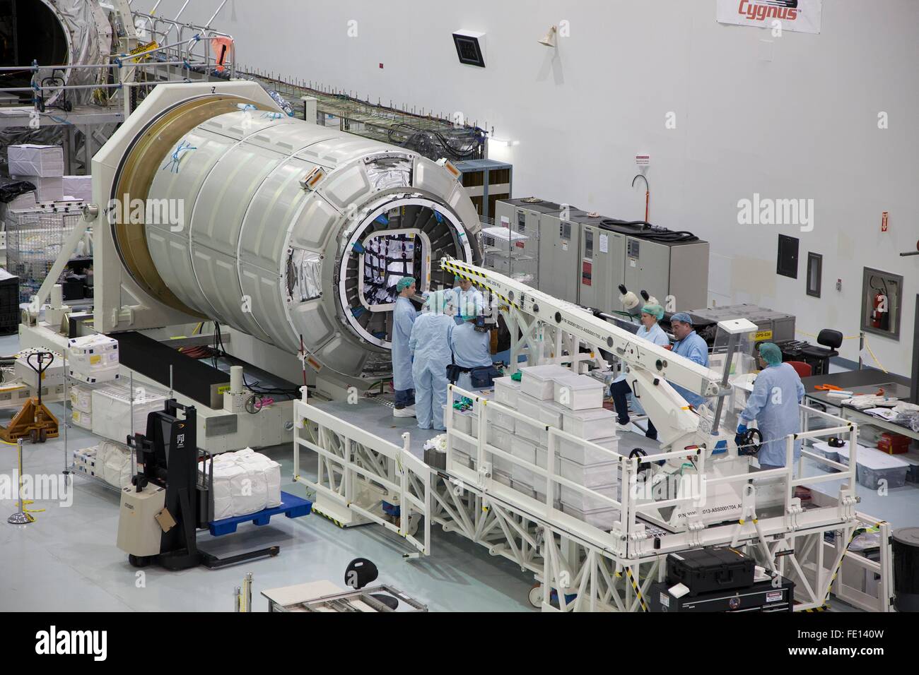 The Orbital ATK Cygnus pressurized cargo module is loaded with ...