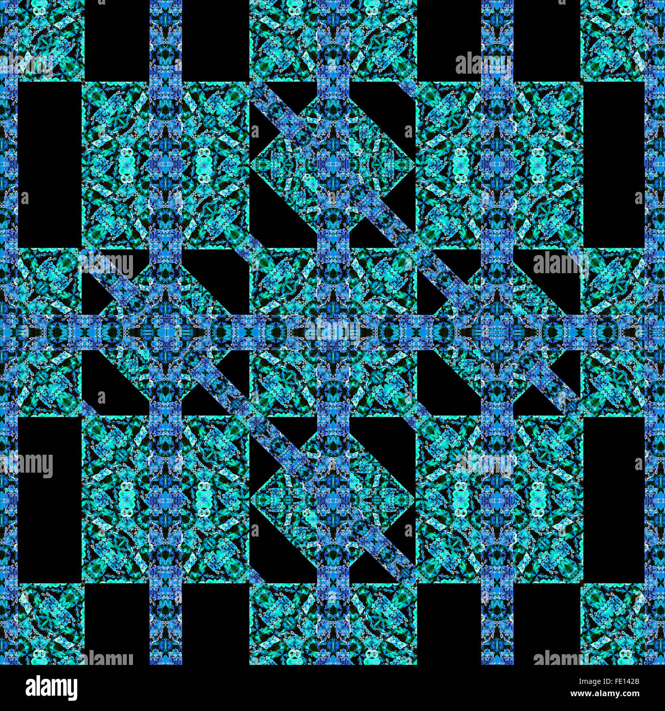 Digital collage technique modern refined ornate decorative squares end ...