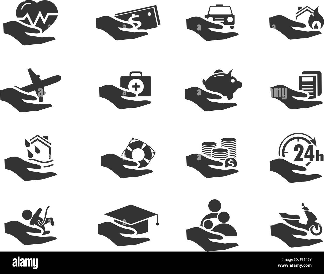 Insurance hands icons Stock Vector Image & Art - Alamy