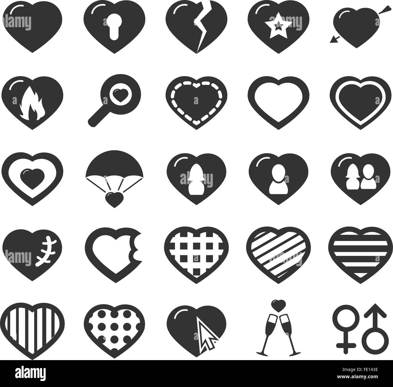 Heart Icon Set Stock Vector Image & Art - Alamy