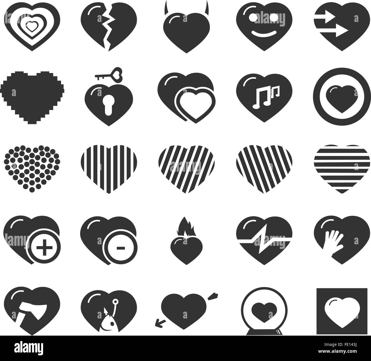 Heart Icon Set Stock Vector Image & Art - Alamy